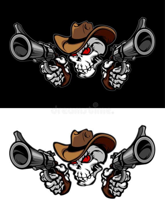 Cowboy Skull Illustration Logo Stock Vector - Illustration of bones ...