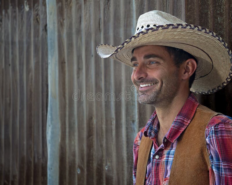 Cowboy Smile stock photo. Image of stubble, people, rancher - 47758530