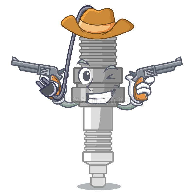 Cowboy Spark Plug in the Character Shape Stock Vector - Illustration of ...