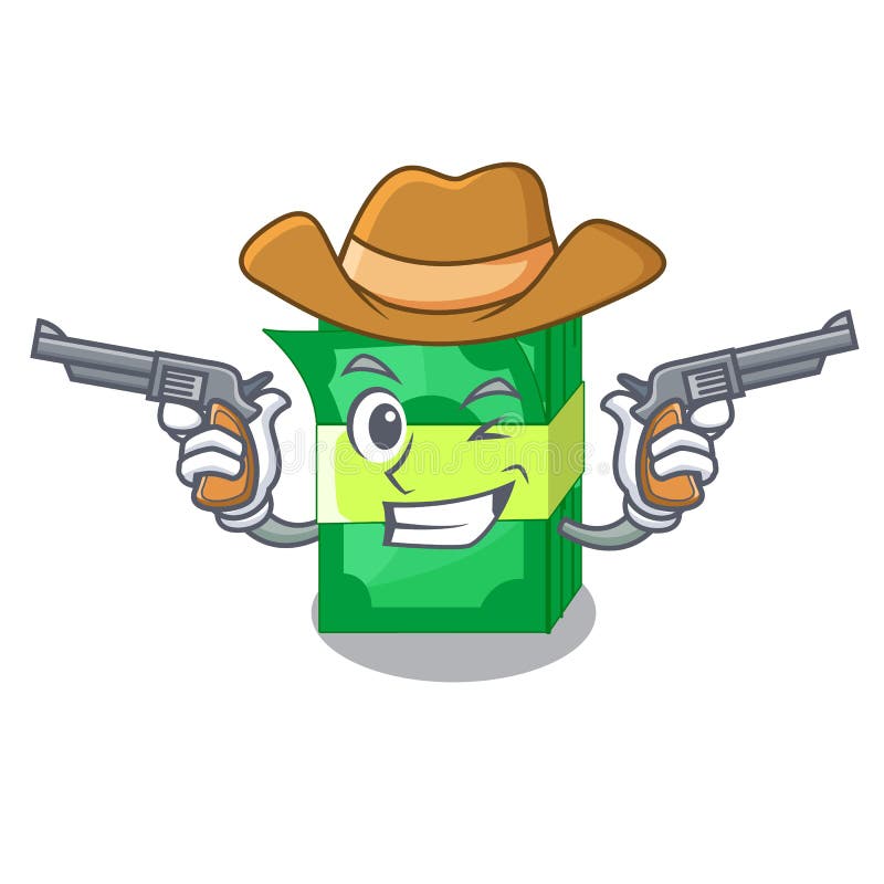 Cowboy Stack Money Shape Cartoon on Table Stock Vector - Illustration ...