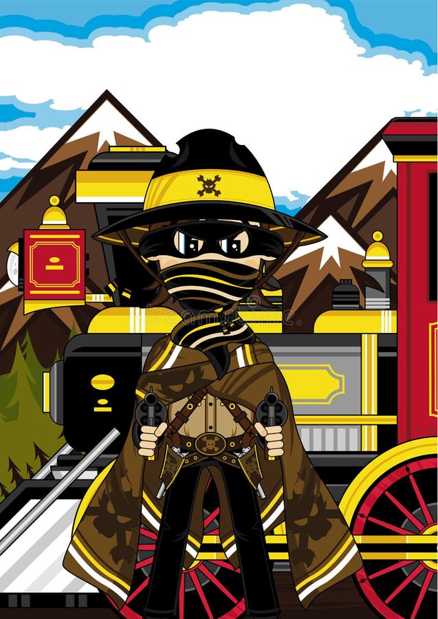 Cowboy and Steam Train stock vector. Illustration of cartoon - 94504090