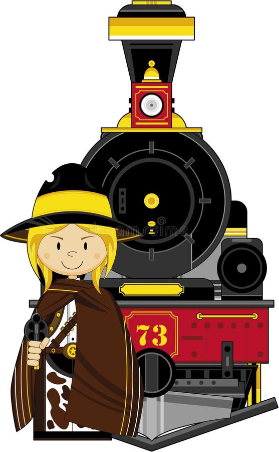 Cowboy and Steam Train stock vector. Illustration of railroad - 94502979