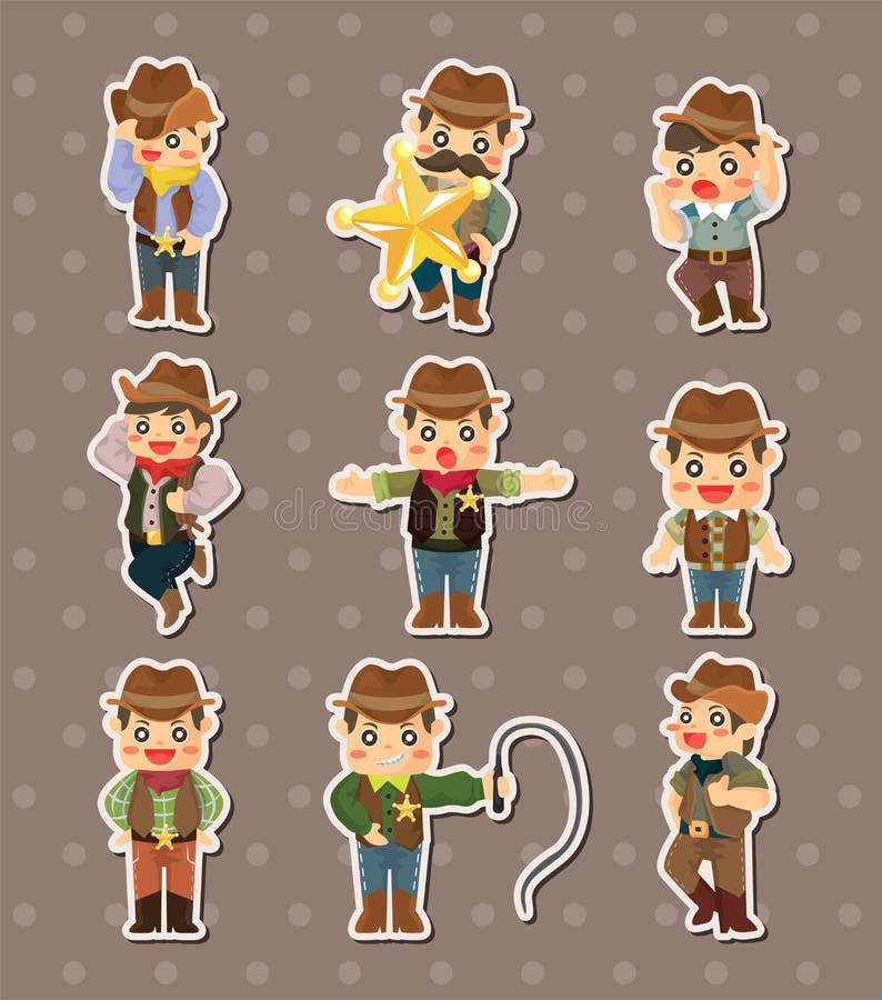 Cowboy stickers stock vector. Illustration of chaps, character - 26558495