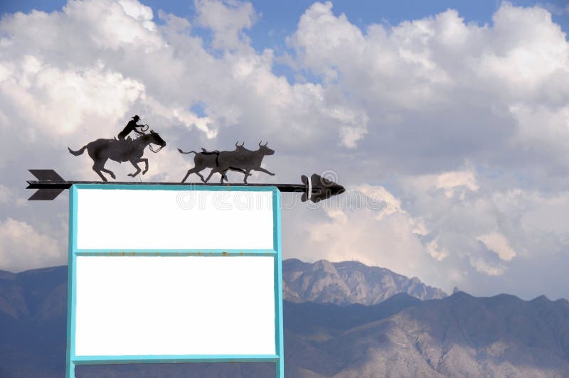 Cowboy Theme Sign stock image. Image of clouds, cows, partly - 5387783