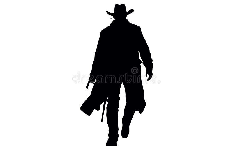 Silhouette of Cowboys Walking, Cowboy in Various Action, Cowboys ...