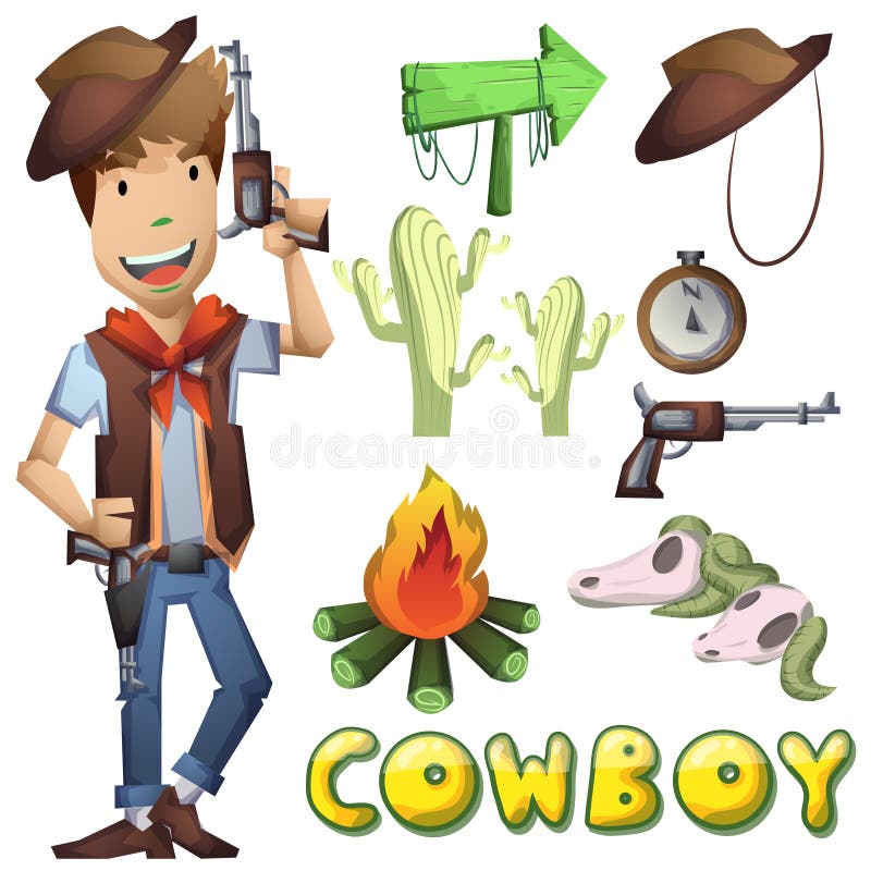 Cowboy Vector Cartoon with Separated Layers for Game and Animation ...