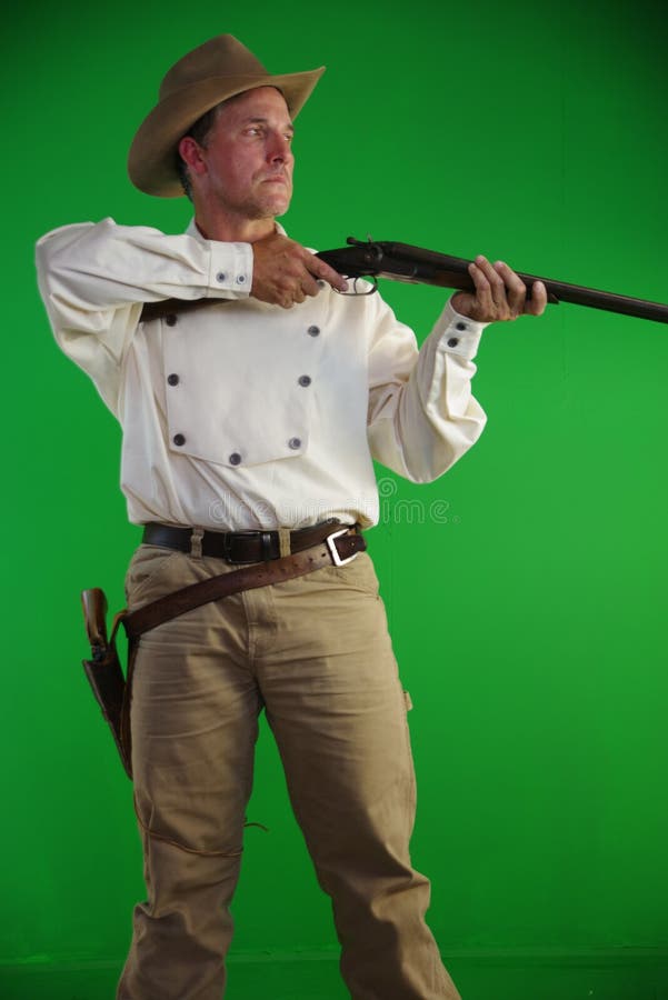 Cowboy Visant Le Double Fusil De Chasse De Baril Image stock - Image du ...