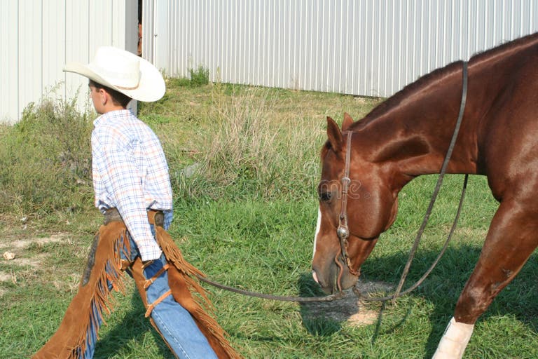 Cowboy walking horse stock photo. Image of walking, outdoors - 6741258