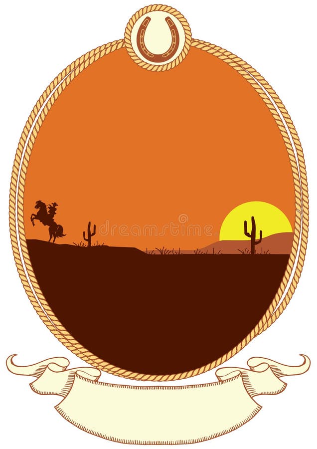 Cowboy Western Background with Rope Frame Stock Vector - Illustration ...