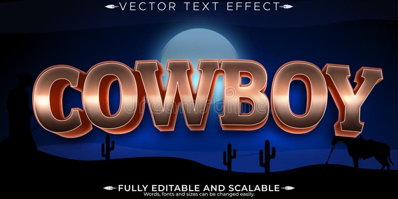 Cowboy Wild Text Effect, Editable West and Texas Text Style Stock ...