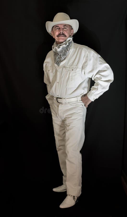 Cowboyen Med Mustaschen I En Vit Hatt Arkivfoto - Bild av rök, mustasch: 81322838