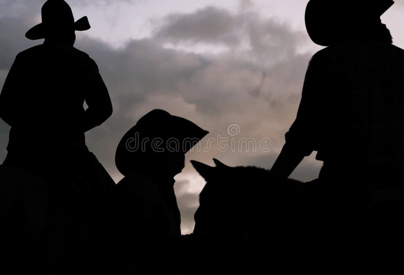 Cowboys Early Morning Roundup Stock Image - Image of saddled, horseback ...