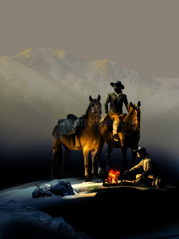 Cowboys and fire stock illustration. Illustration of color - 28617888