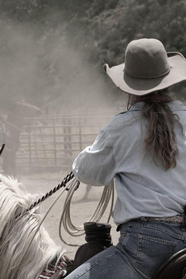 Cowgirl and Horses stock image. Image of cowgirl, hand - 464901