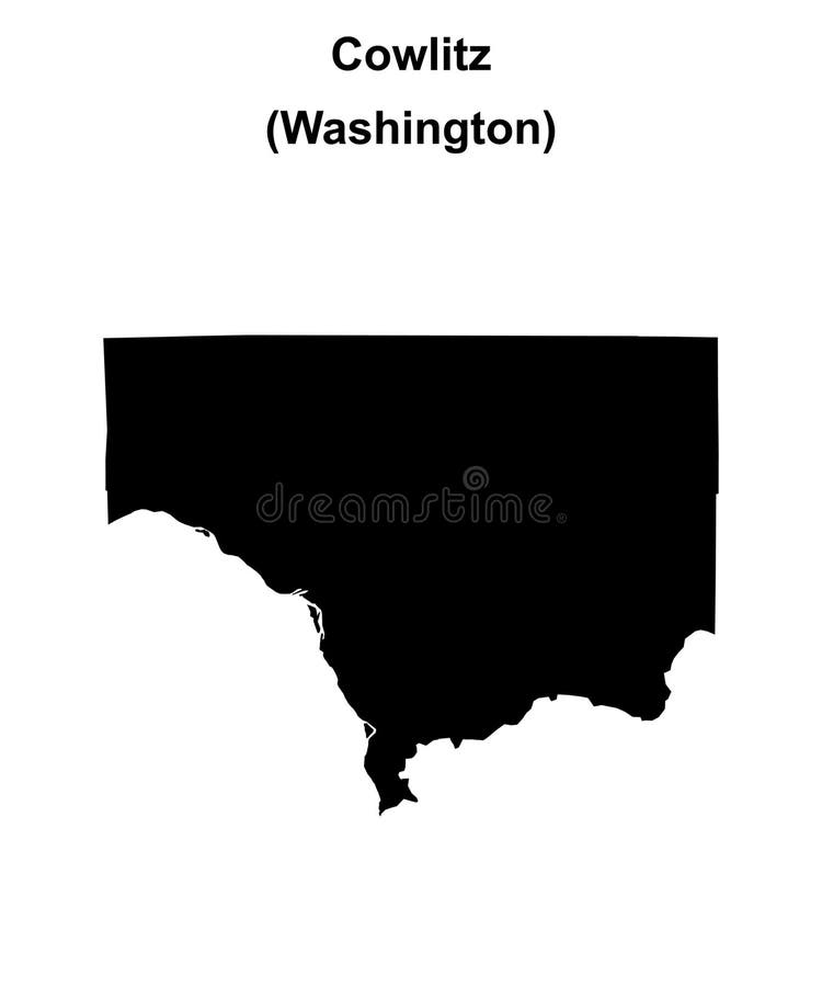 Cowlitz outline map stock vector. Illustration of boundaries - 361874487