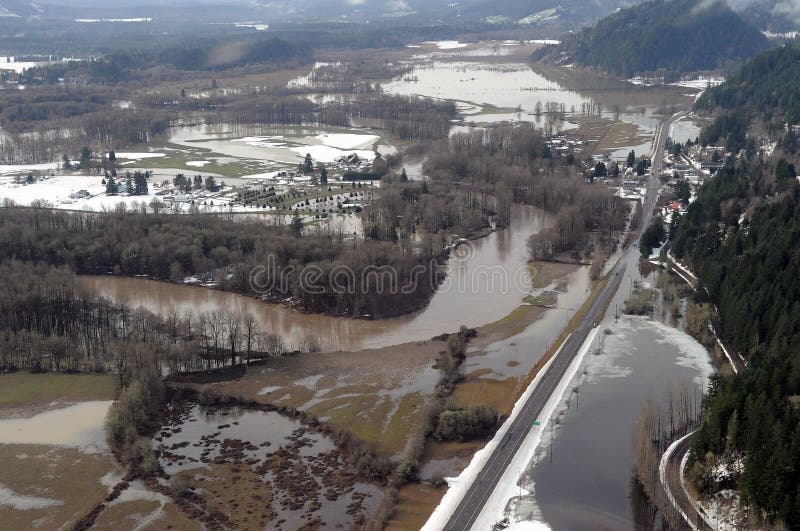 Cowlitz River Flooding, Washington State Stock Photo - Image of deluge ...