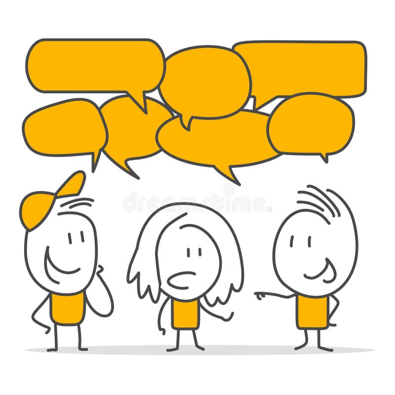 Coworkers Discussing Work with Speech Bubbles in a Meeting Stock Vector ...