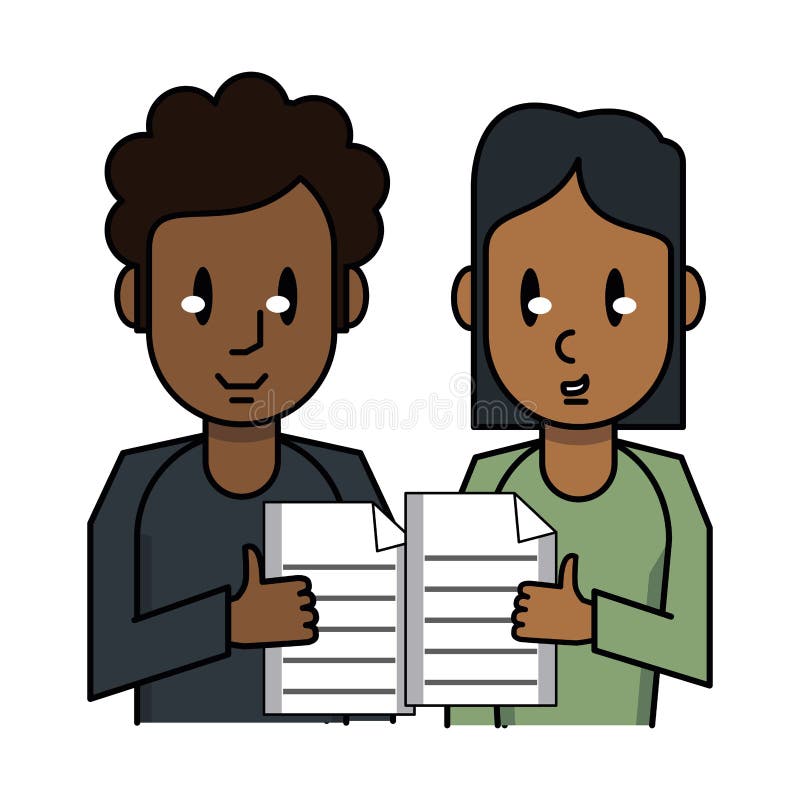 Coworkers with document stock vector. Illustration of document - 135444609