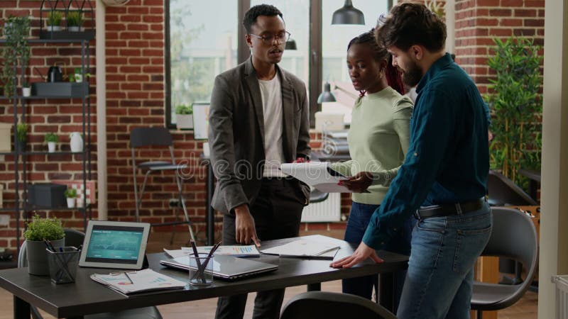 Coworkers Doing Business Collaboration To Work on Data Report Stock ... Coworkers Doing Business Collaboration To Work on Data Report Stock ...