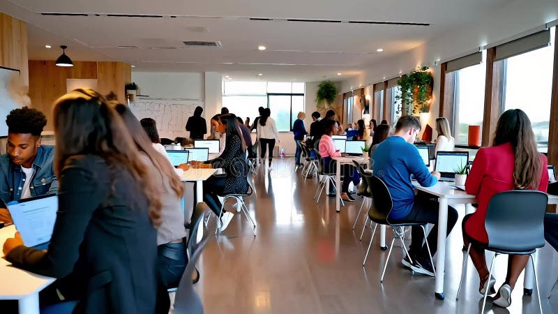 Coworkers Gathering in Modern Office for Collaborative Project Stock ...