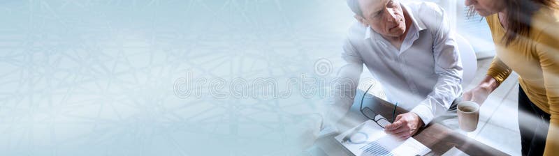 Coworkers Having a Business Discussion. Panoramic Banner Stock Image ...