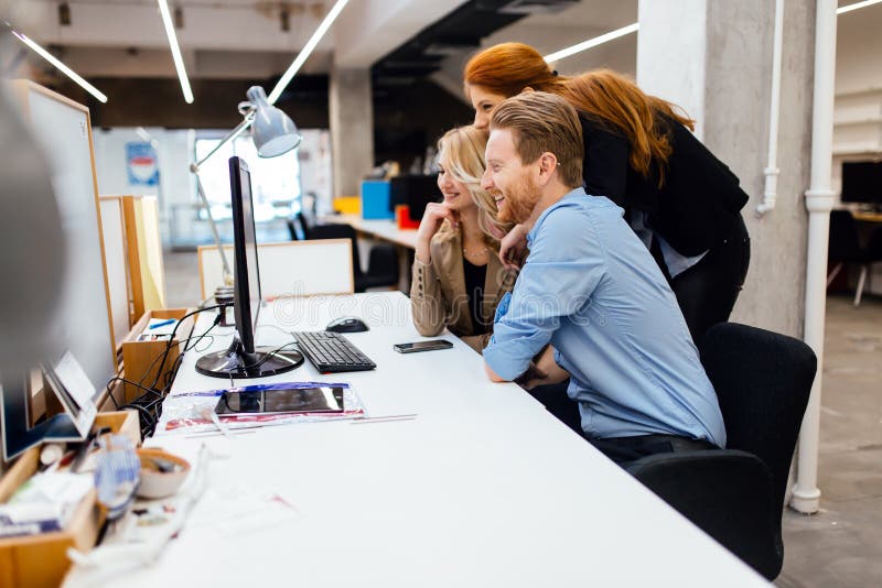 Two Colleagues Solving Problem On Laptop Stock Photo - Image of adult ...