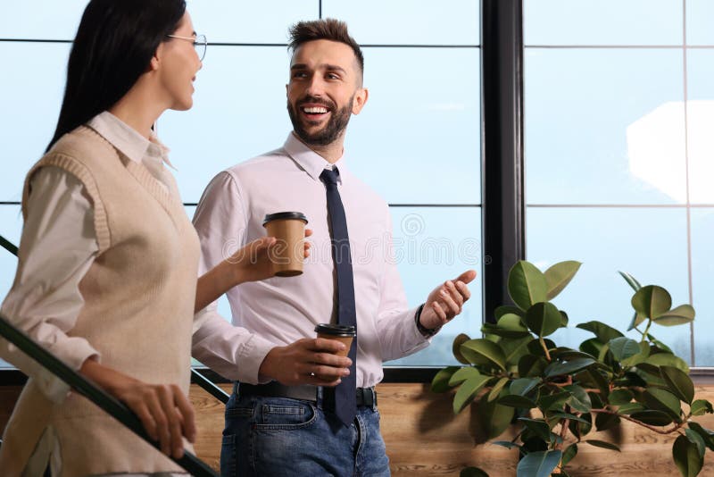 Coworkers Talking during Coffee Break Stock Image - Image of fresh ...