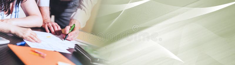 Coworkers Working on Business Report, Light Effect. Panoramic Banner ...