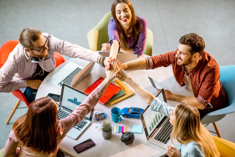 Coworkers Working at the Round Table Stock Photo - Image of business ...