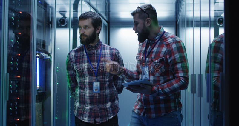Coworking Adult Men Diagnosing Server Hardware Stock Photo - Image of ...