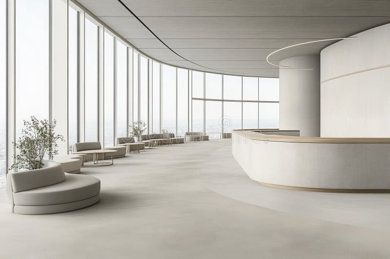 Coworking and Lounge Areas Near Panoramic Windows in Modern Office ...