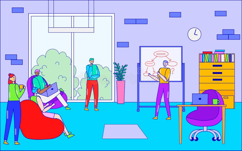 Coworking Office Cafe Area, Teamwork Freelance Together Solution ...