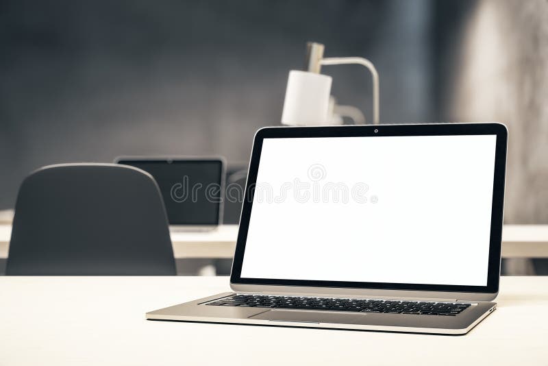 Coworking Office and Laptop with Blank Screen Editorial Photography ...