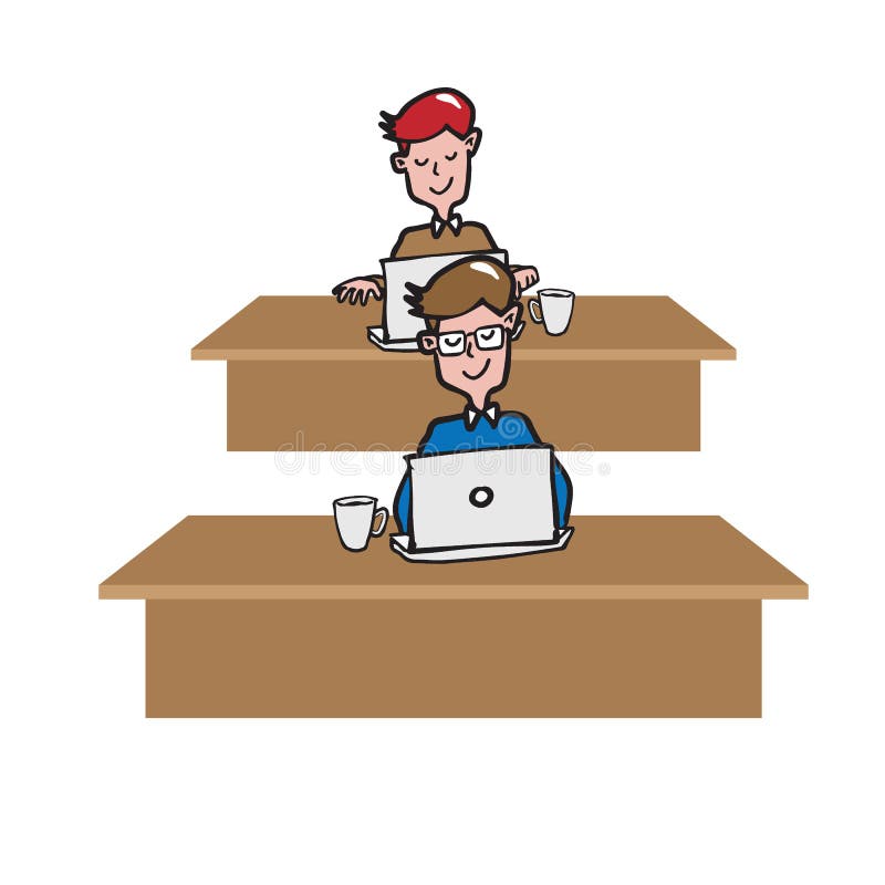 Coworking Office Space Cartoon Drawing 1 Stock Vector - Illustration of ...