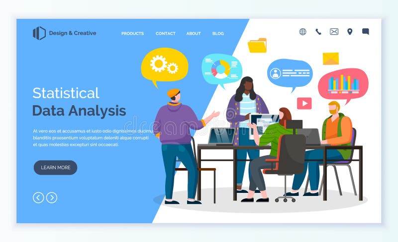 Coworking People Data Analysis Webpage Vector Stock Vector ...