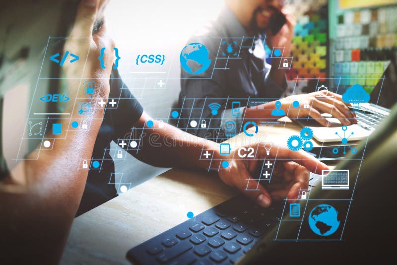 Coworking Process, Entrepreneur Team Working in Creative Office Stock ...