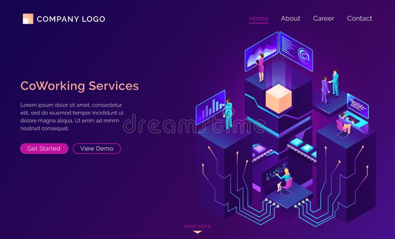 Coworking Service, Isometric Workspaces, Employee Stock Vector ...