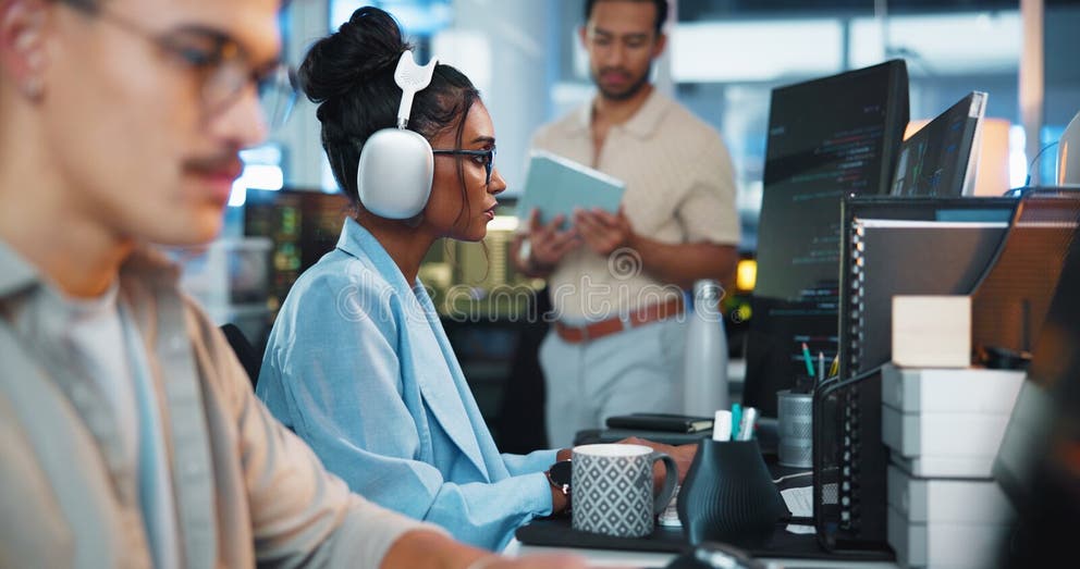 Coworking Space, Creative and Business People with Computer ...