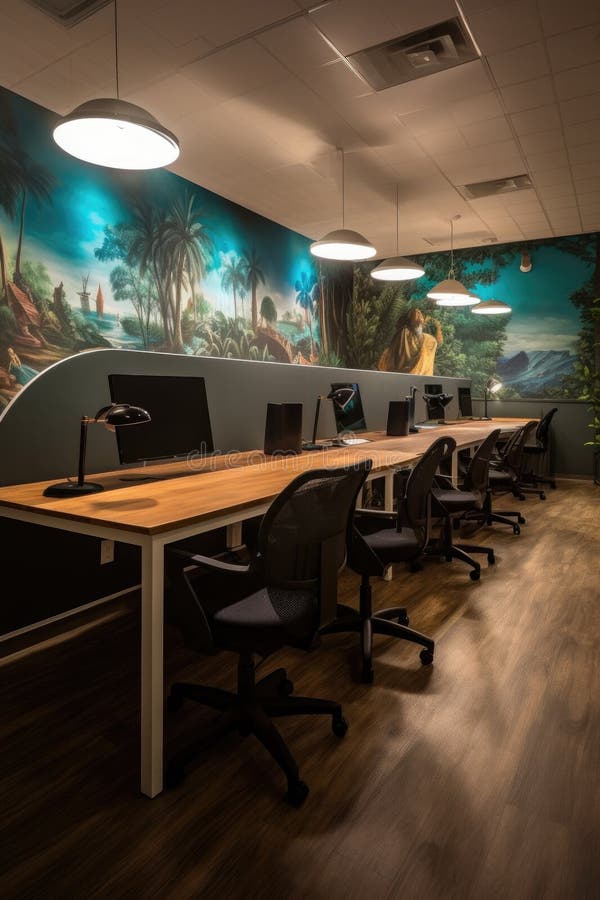 Coworking Space with Individual Workstations Stock Illustration ...