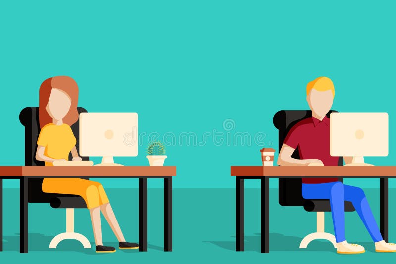 Coworking Space Vector Illustration. Stock Vector - Illustration of ...