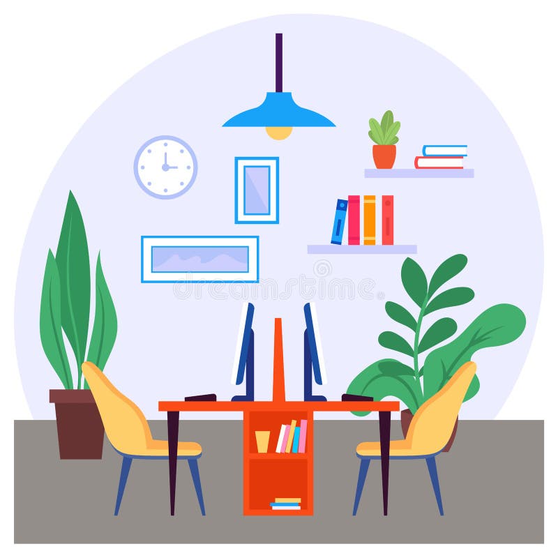 Coworking Space Workstation Concept, Self Sustainable Office Vector ...