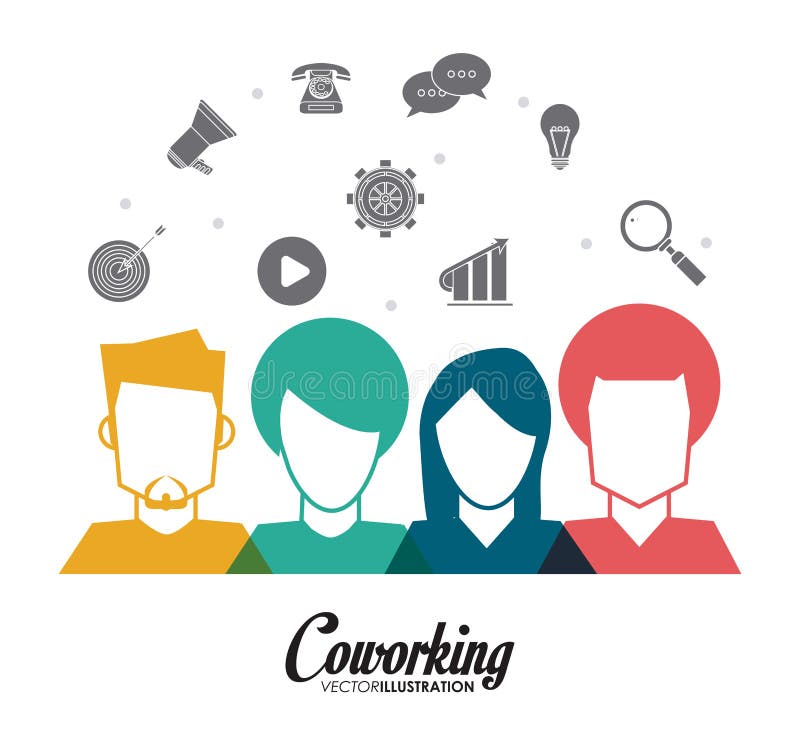 Coworking symbolsdesign vektor illustrationer. Illustration av ...