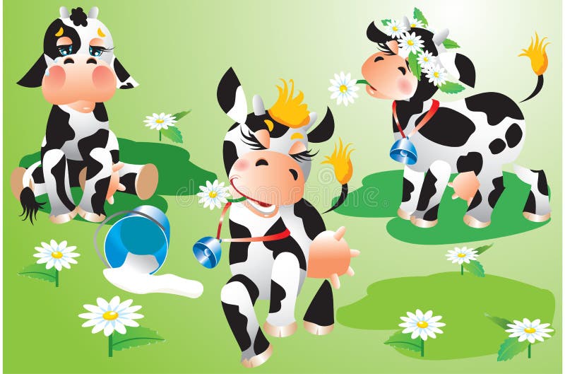 Group of cows, cartoon stock vector. Illustration of agriculture - 21030339