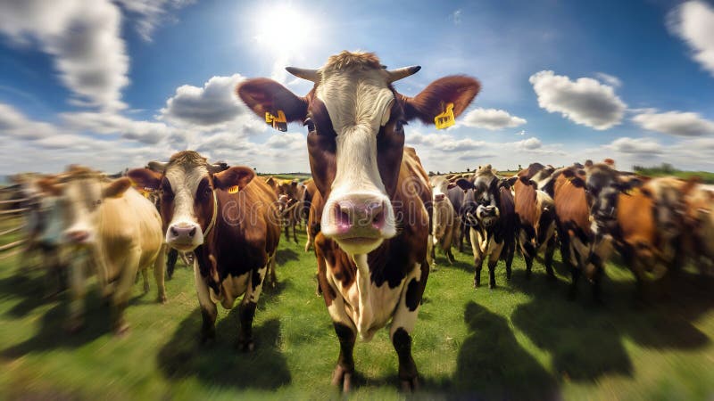 Cows in a Farm Looking at Camera on a Farm in the Countryside for Eco ...