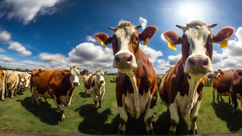 Cows in a Farm Looking at Camera on a Farm in the Countryside for Eco ...