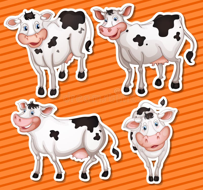 Group of cows, cartoon stock vector. Illustration of agriculture - 21030339