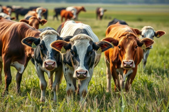 Cows with Numbered Ear Tags Stock Illustration - Illustration of beef ...