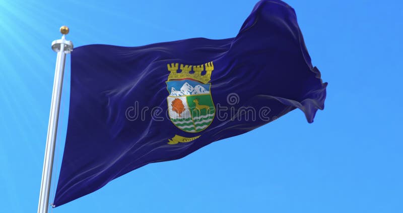 Coyhaique City Flag, Chile. Loop Stock Video - Video of city, banderole ...