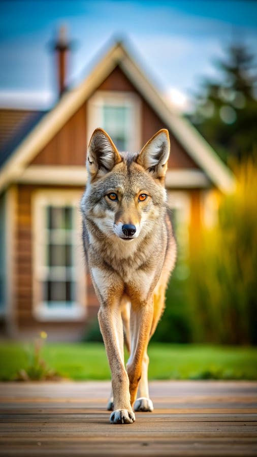 Coyote goes house stock illustration. Illustration of silhouette ...