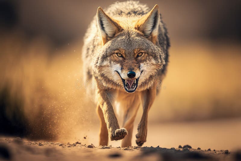 Coyote, Running, Hunting and Attacking, Predator, Generative AI Stock ...
